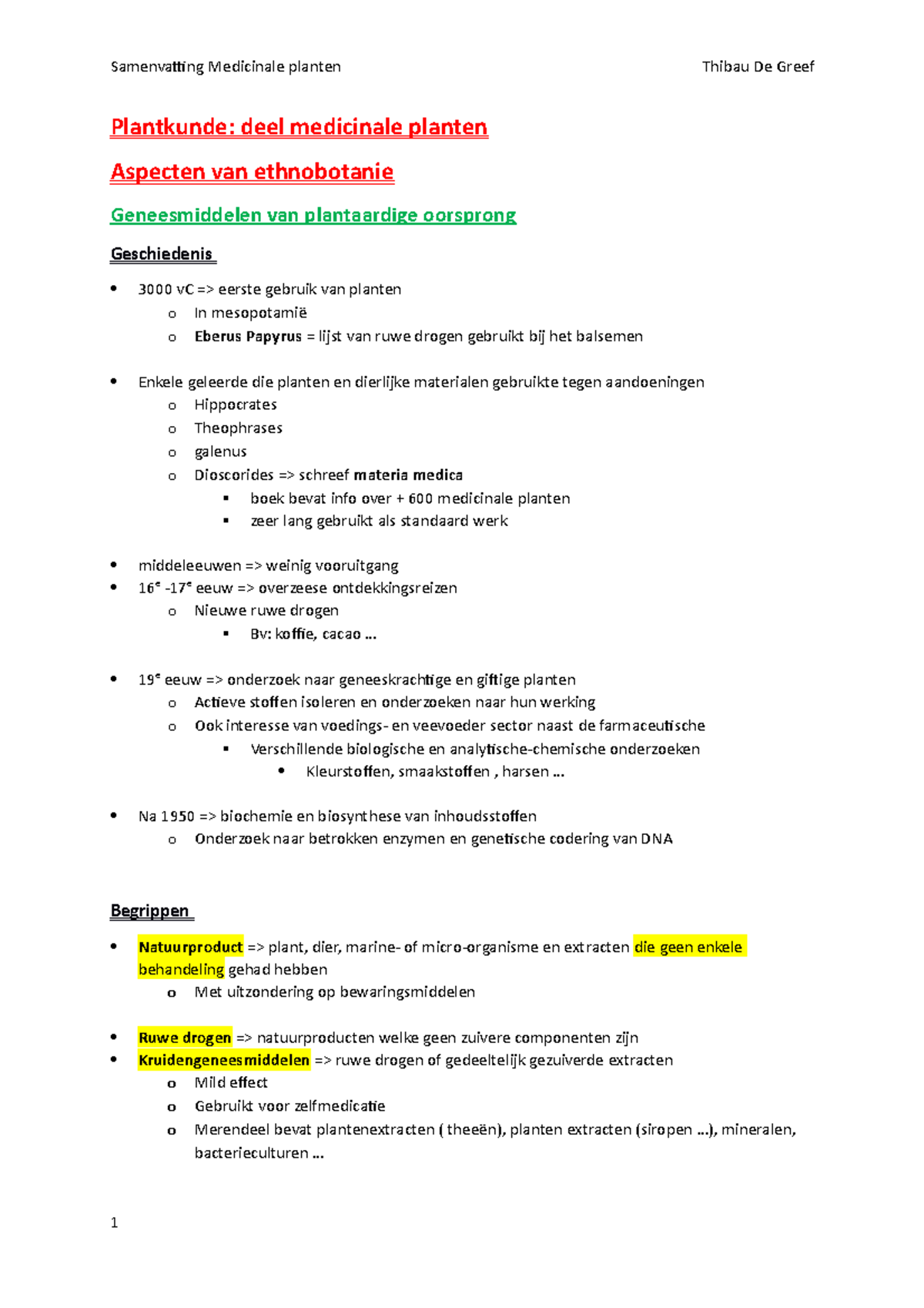 samenvatting Medicinale planten - Plantkunde: deel medicinale planten ...