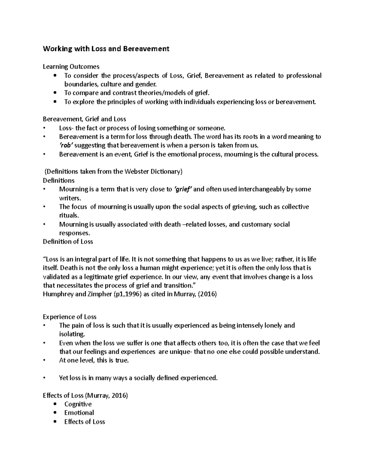 Notes for Lectures 15-17 in Methods of Social Work Interventions Module ...