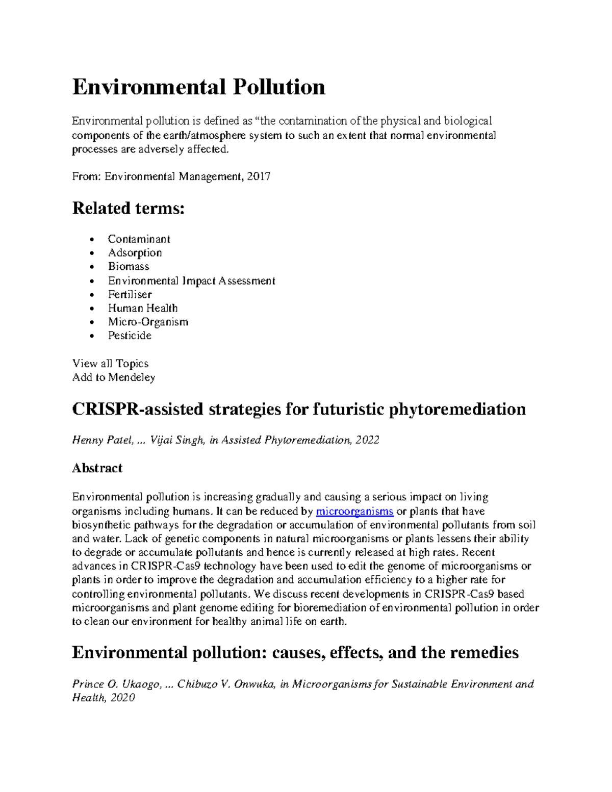 Environmental Pollution - Environmental Pollution Environmental ...