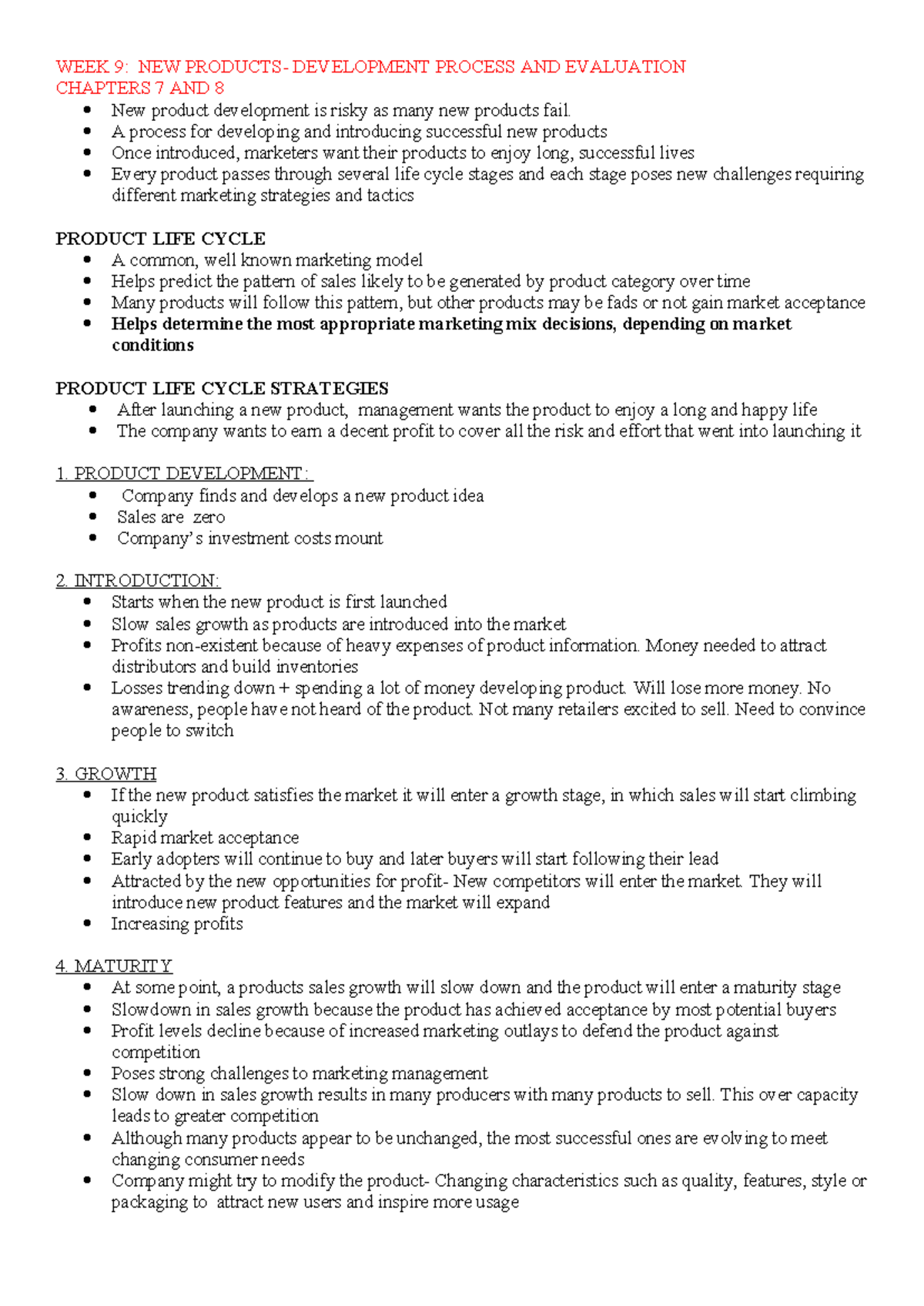 Week 9 Mktg 1001 Lecture Notes Week 9 New Products Development Process And Evaluation