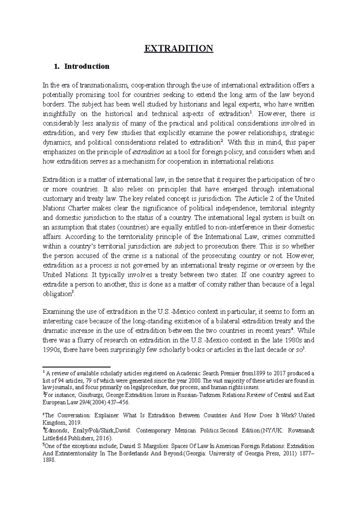 Extradition for law 3rd year - EXTRADITION 1. Introduction In the era ...