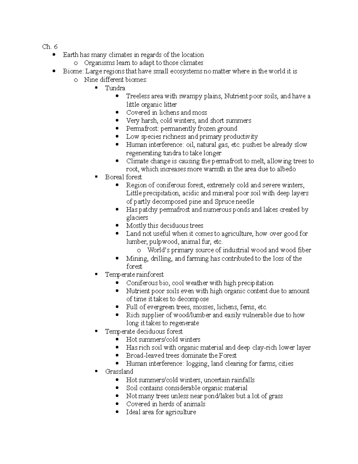 ENSC ch 6 - Summary Environment - Ch. 6 Earth has many climates in ...