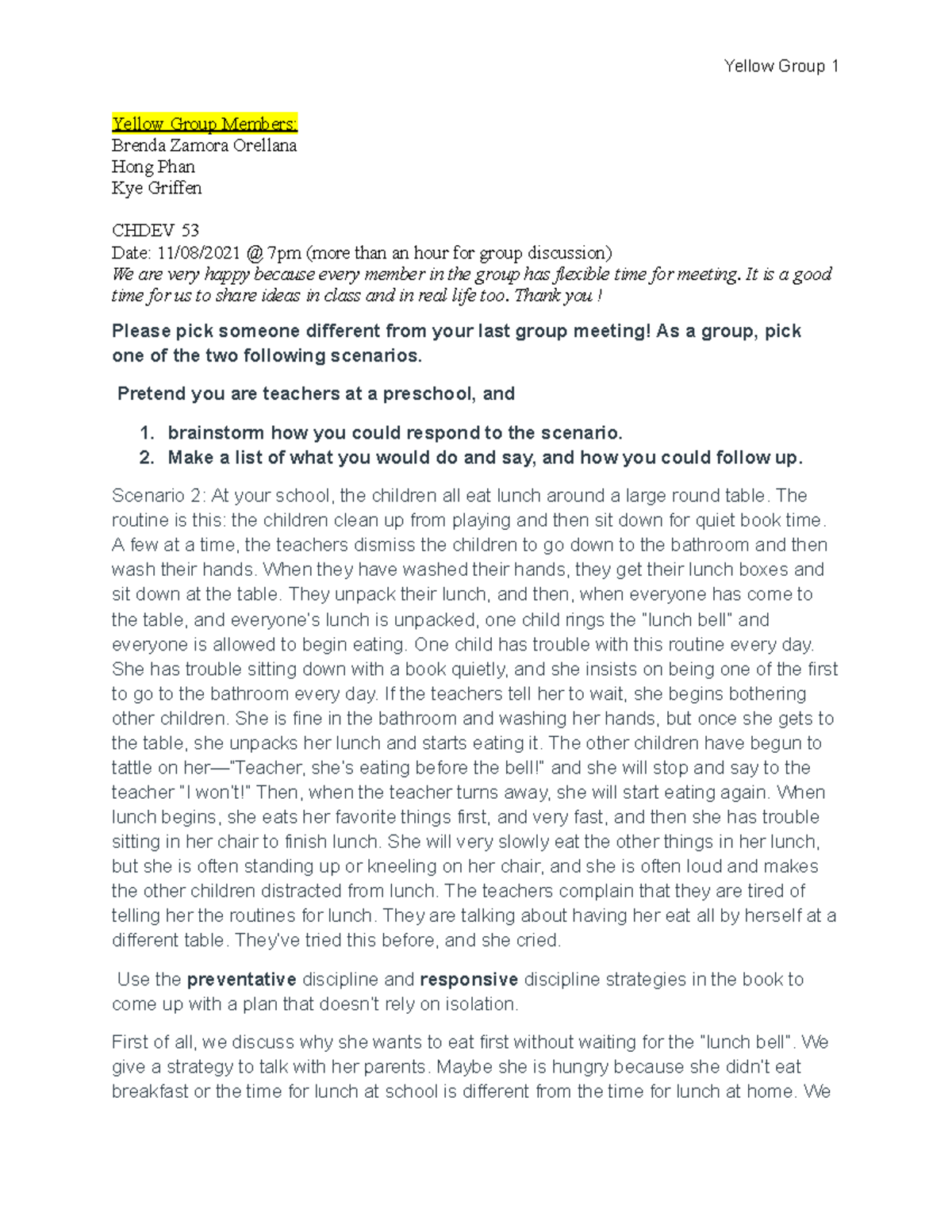 Guidance and Discipline - Yellow Group 1 Yellow Group Members: Brenda ...