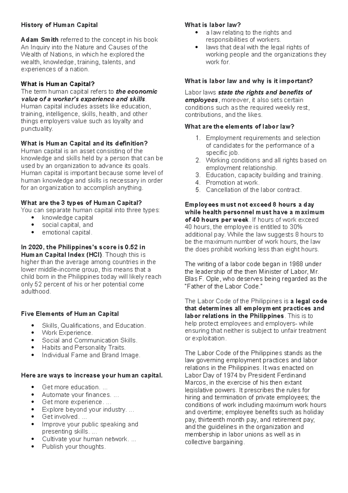 Humlaw Edited Module Compilation - History of Human Capital Adam Smith ...