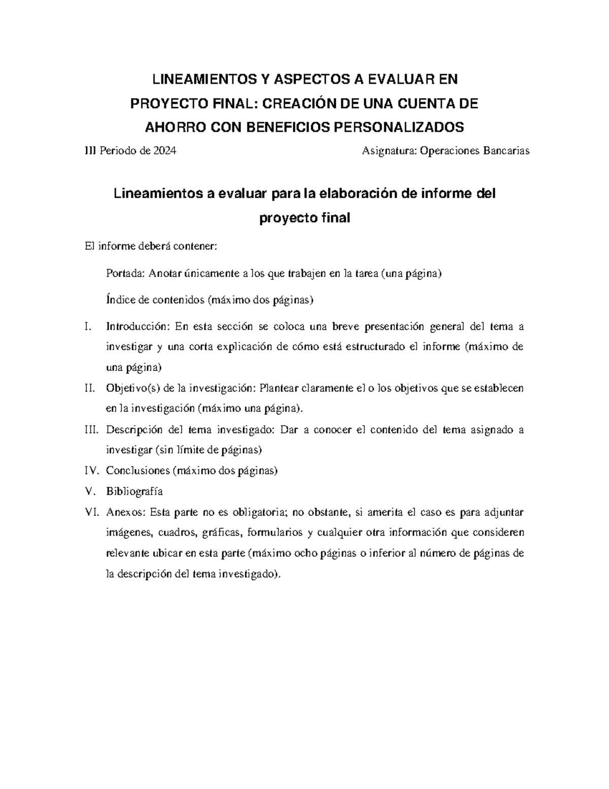 Lineamientos y Aspectos a Evaluar en OB, Proyecto Final - LINEAMIENTOS ...
