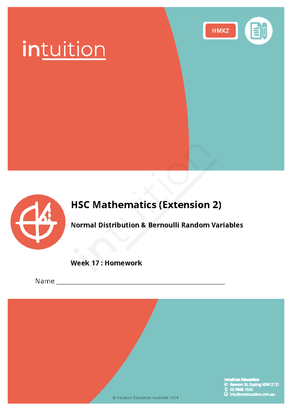 Normal Distribution And Bernoulli Random Variables Hmx 2 Hsc Mathematics Extension 2 Normal