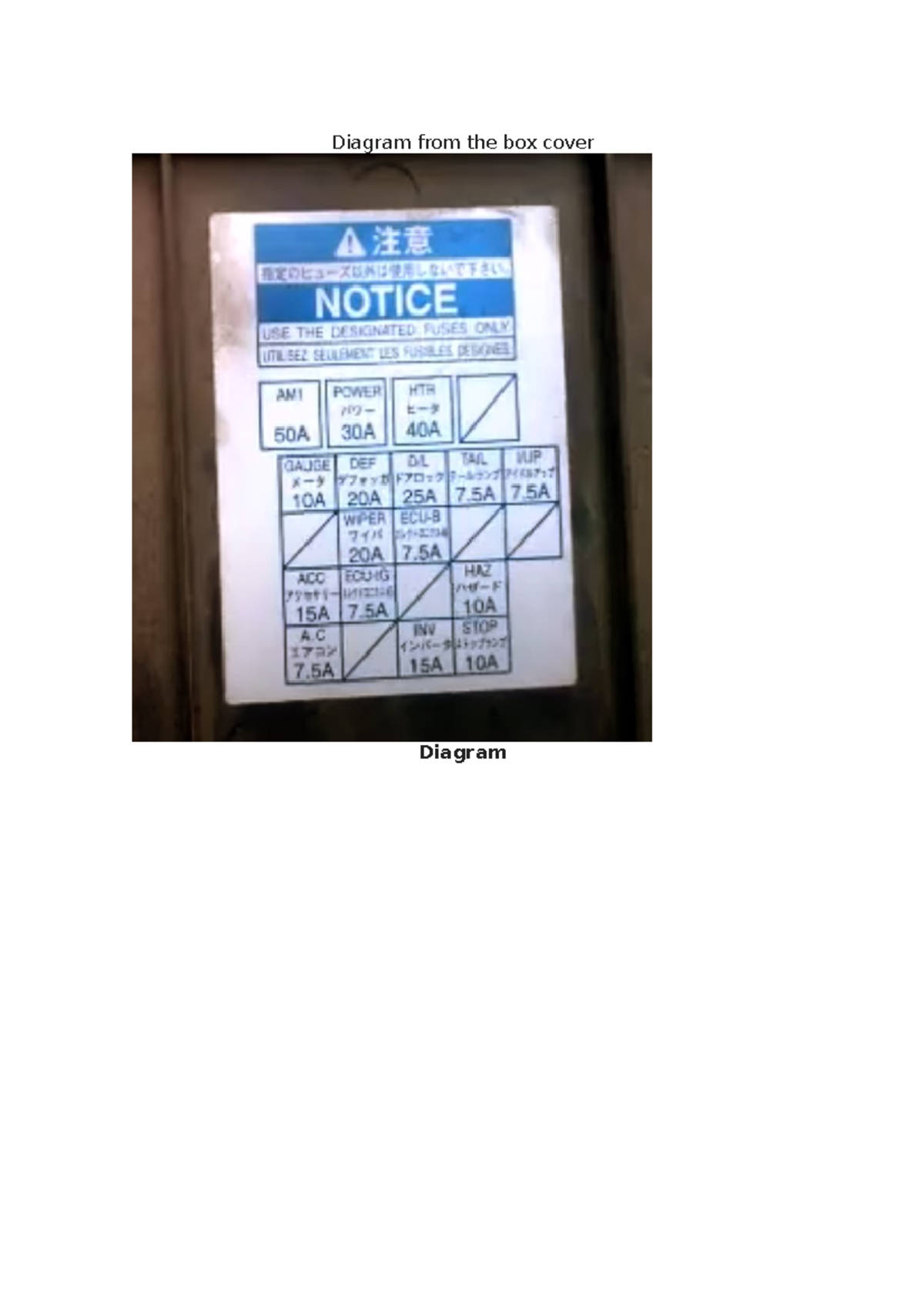 Toyota Probox - Diagram from the box cover Diagram system (models from ...