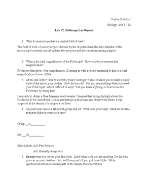 Lab #9 Genetics of Taste - Lab Report - Biol 1100 Survey of Biology ...
