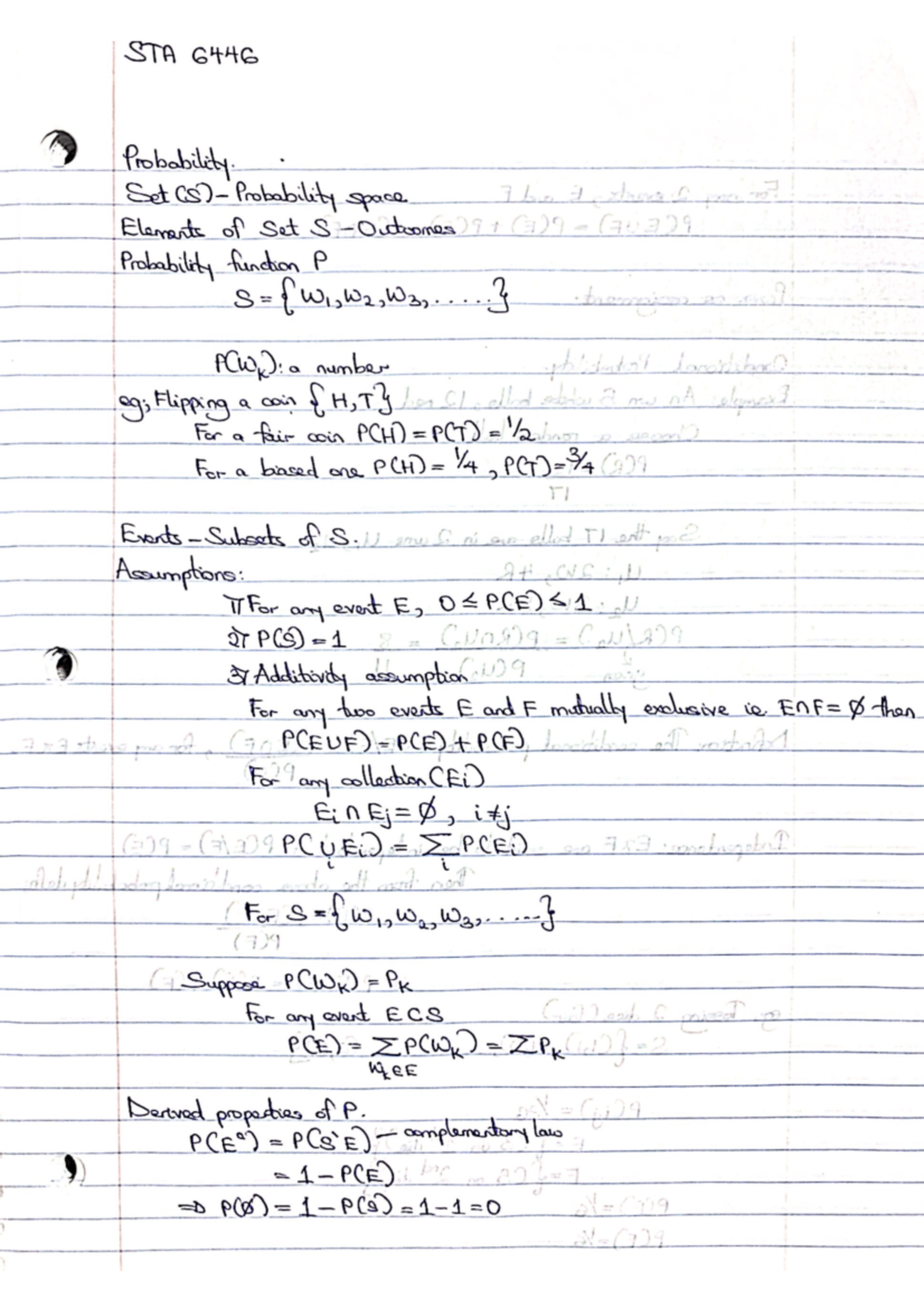 STA6446 Notes - STA 6446 Probability Set Probability space 7 bus ...