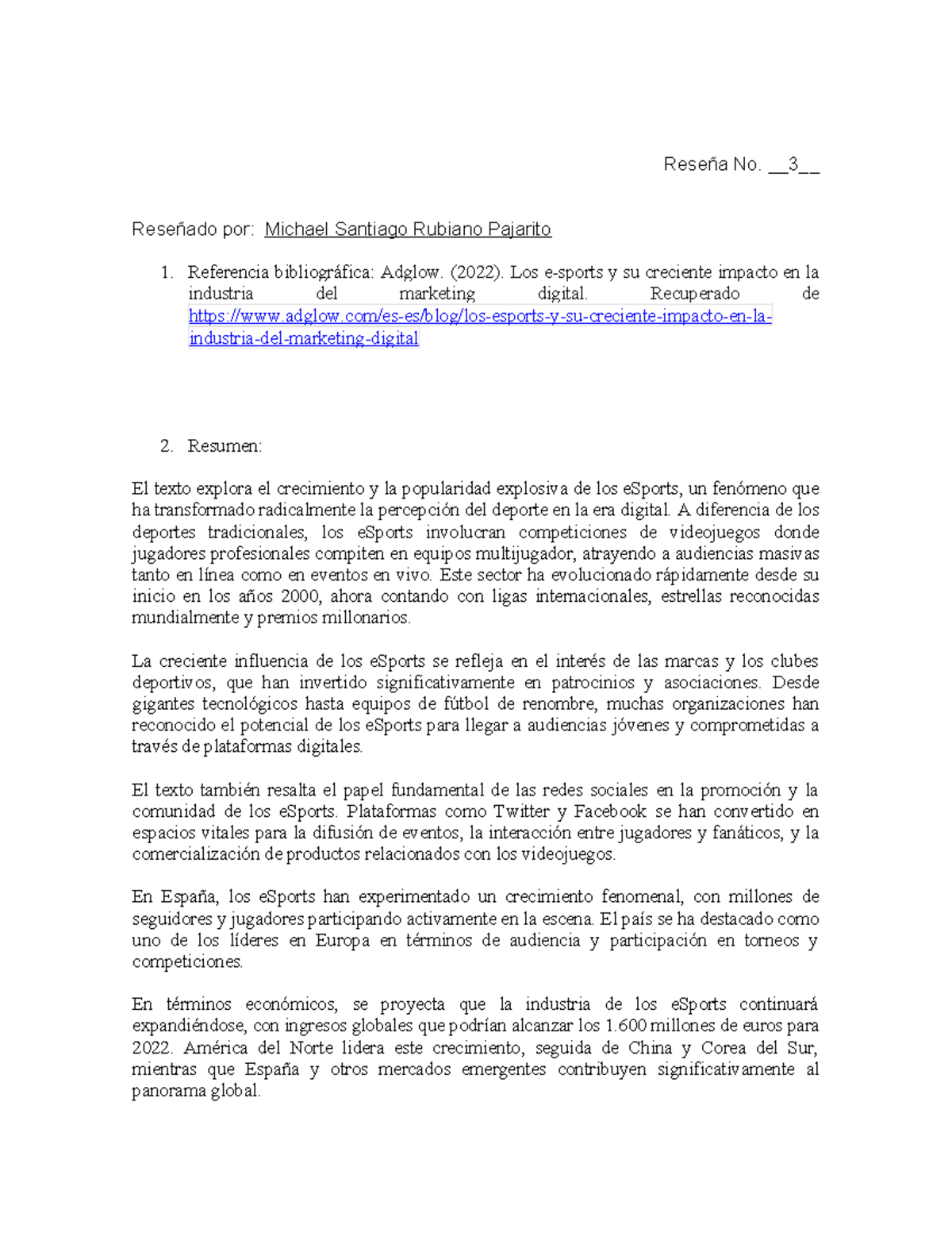 Articulo 3 - jhjho-lokij-l - Reseña No. 3 Reseñado por: Michael ...