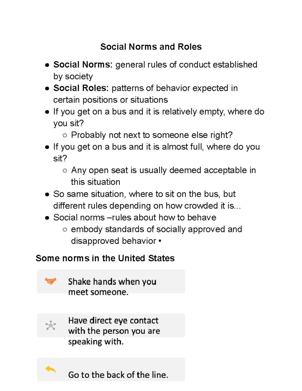 PSY 240 Lecture #18 Notes - Social Norms and Roles Social Norms ...