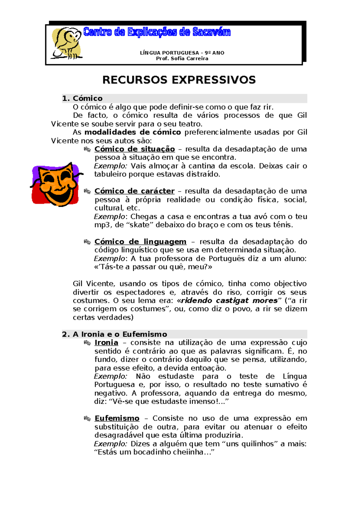 136236303 Recursos expressivos 9ºano PORT - LÍNGUA PORTUGUESA – 9º ANO ...