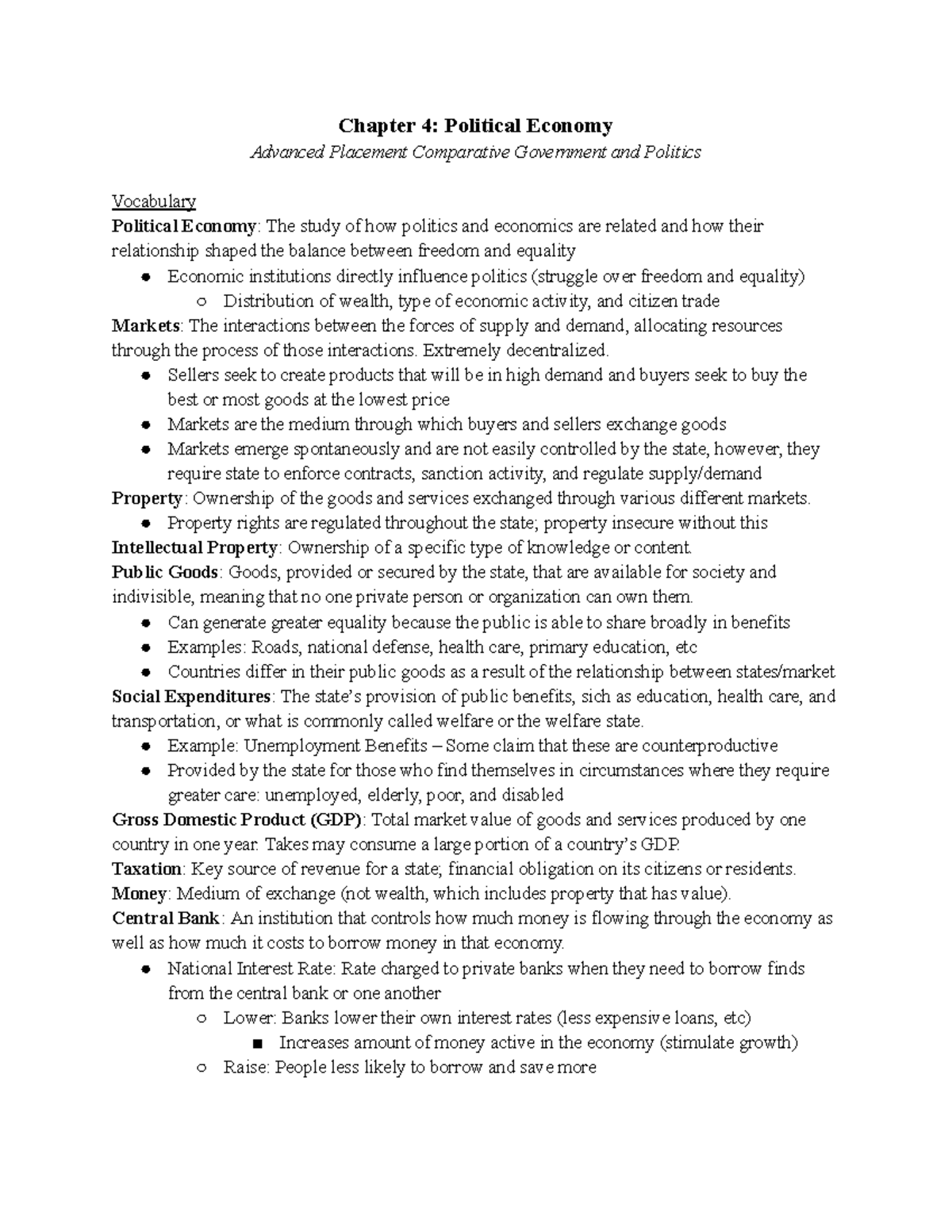 AP COMP Notes: Chapter 4 - Political Economy - Chapter 4: Political ...
