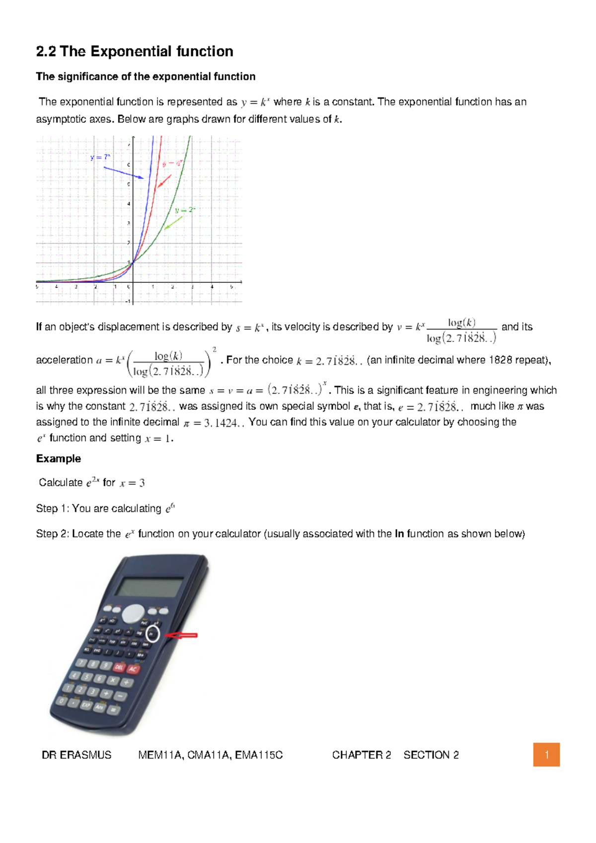 C2Sec2 - these are function notes - 2 The Exponential function The ...