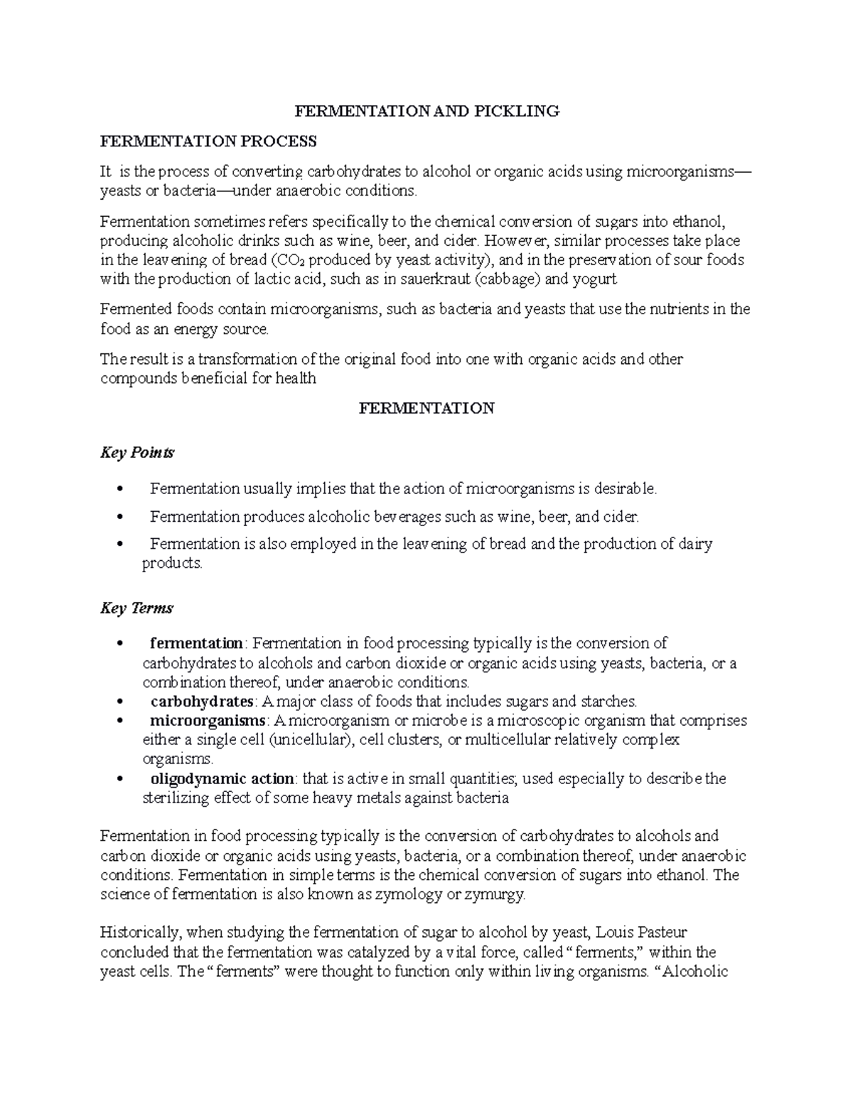 Fermentation and Pickling - FERMENTATION AND PICKLING FERMENTATION ...