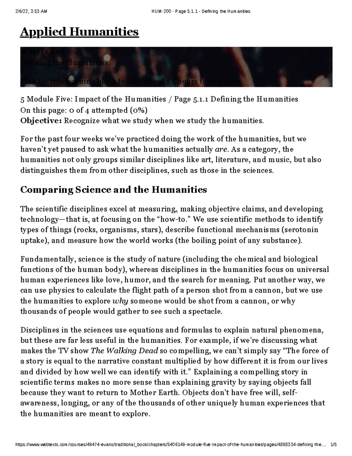 HUM-200 - Page 5.1.1 - Defining the Humanities - Applied Humanities ...