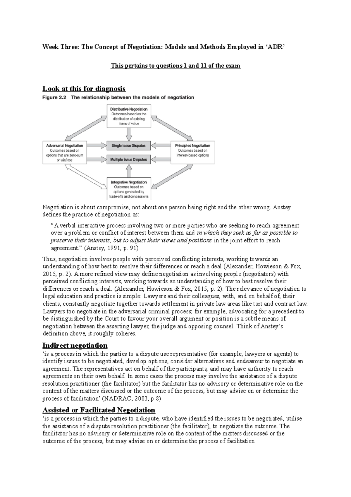 Models for Negotiation (Week 3) - Week Three: The Concept of ...