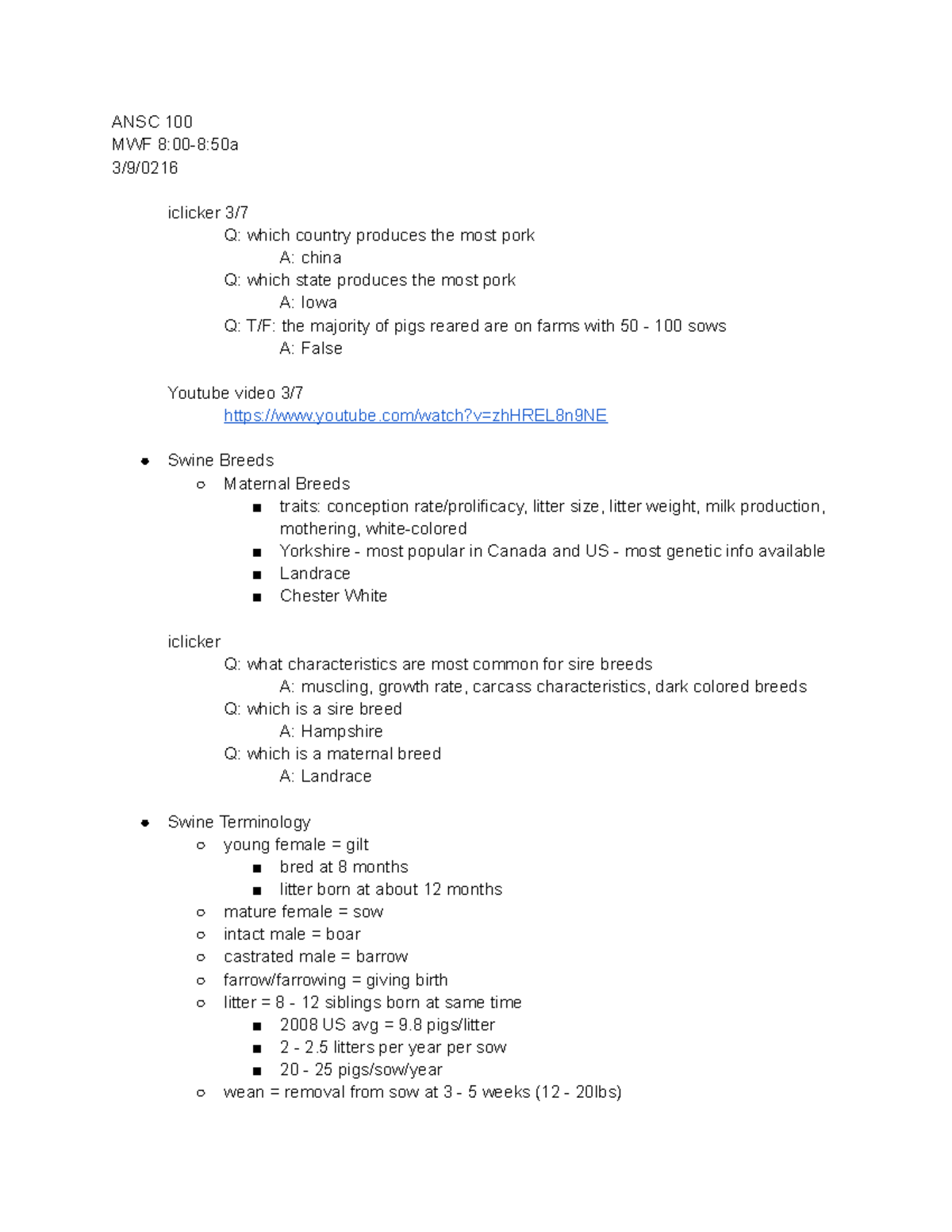 ANSC100_Lecture18 - ANSC 100 MWF iclicker Q: which country produces the ...