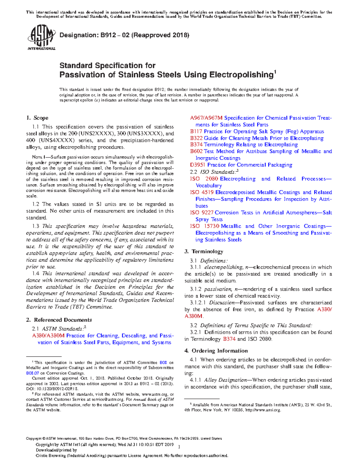 ASTM b912 2018 - Designation: B912 − 02 (Reapproved 2018) Standard ...