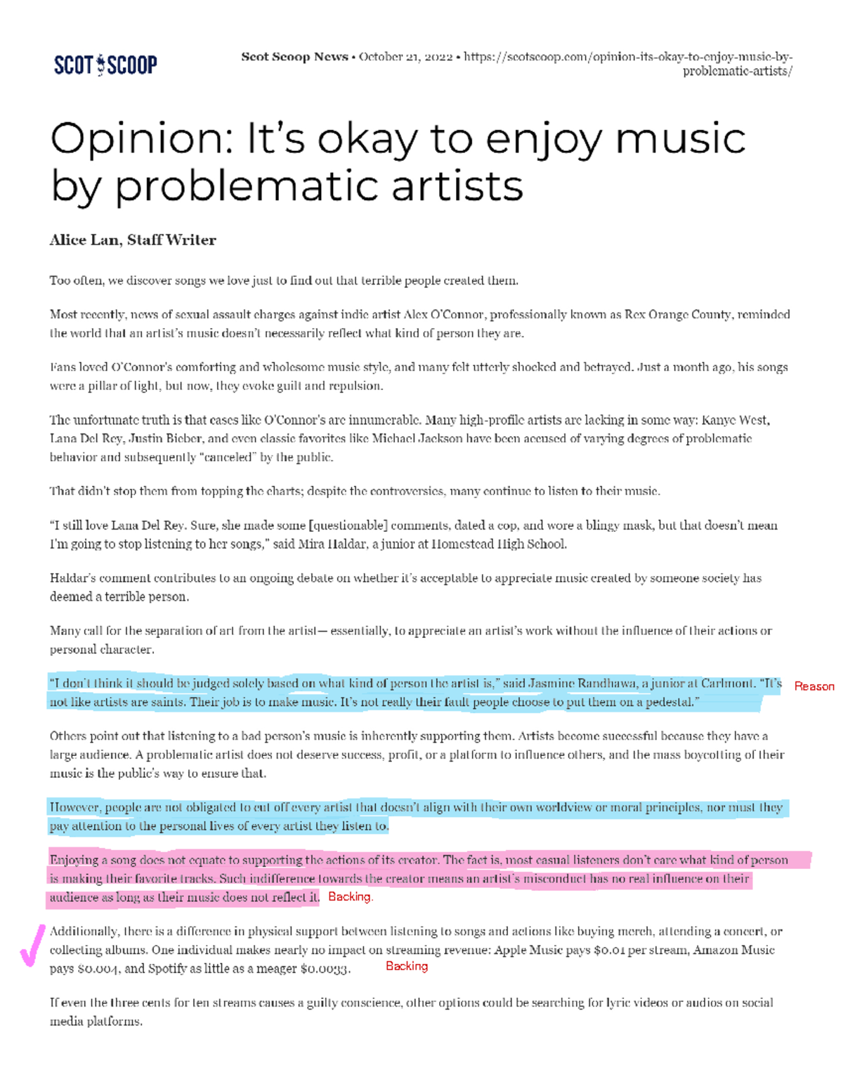 Opinion its okay to enjoy music by problematic artists - Bahasa Inggris ...