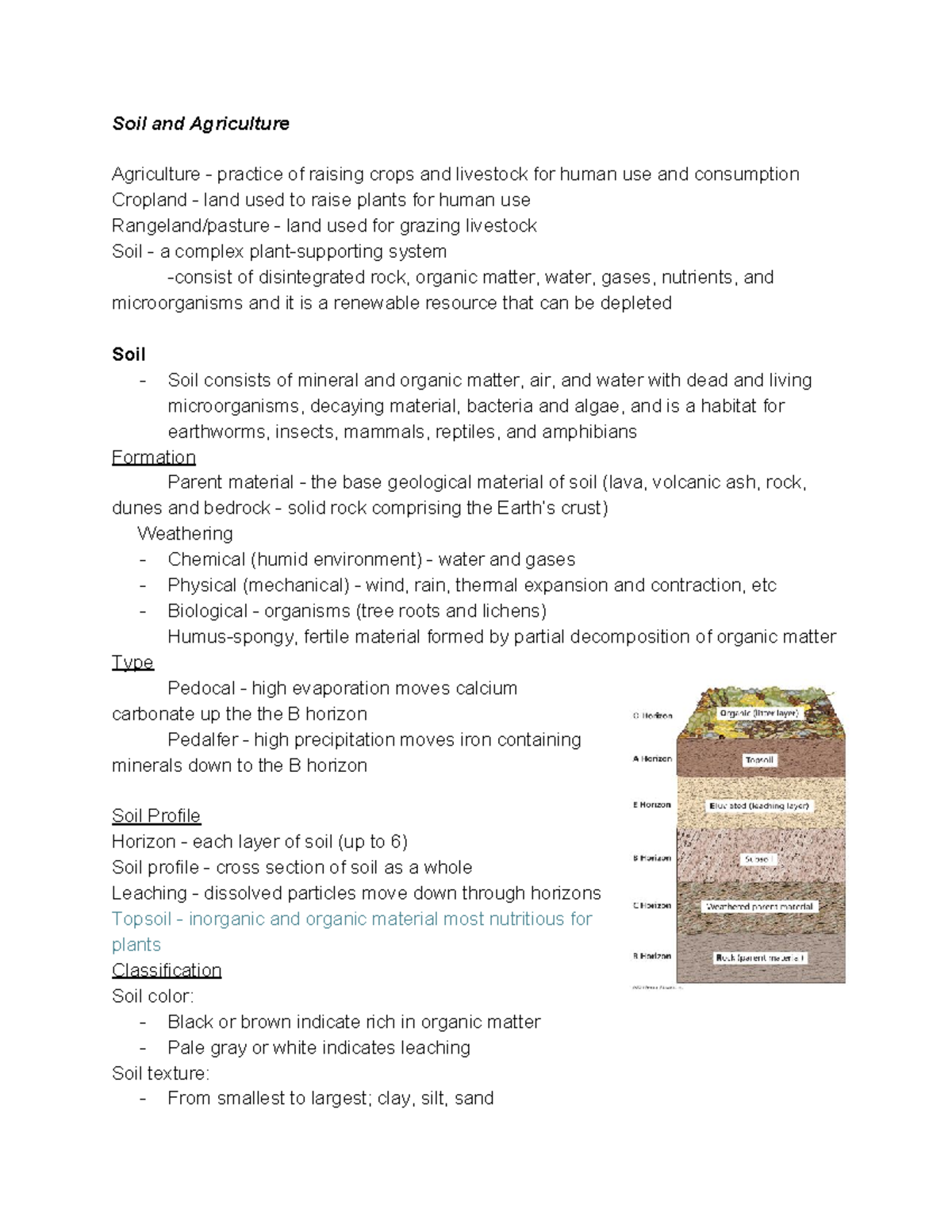 Land Use Studyguide - Soil and Agriculture Agriculture - practice of ...
