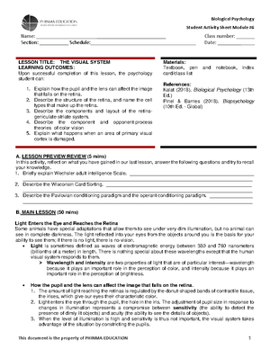 SAS Module 3 Anatomy OF THE Nervous System - Student Activity Sheet Module # Name: - Studocu