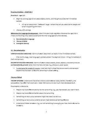 Outline for Chapters 1 &2 - Speech/Language Development – Outline for ...