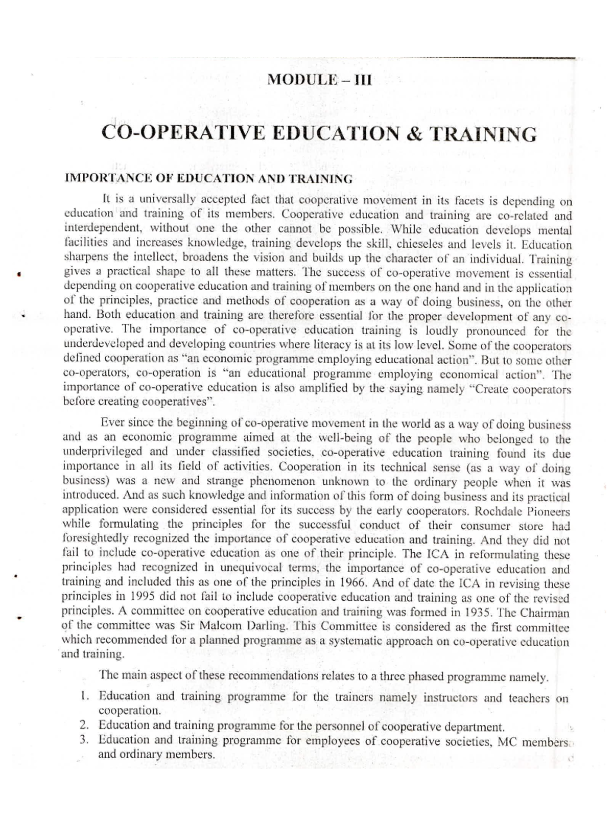 CO Operative Education Training - S. MODULE - III CO-OPERATIVE ...