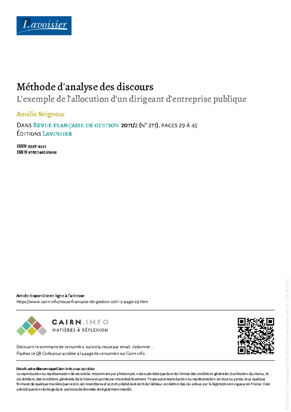 RFG 211 0029 - relation - Méthode d'analyse des discours L'exemple de l ...