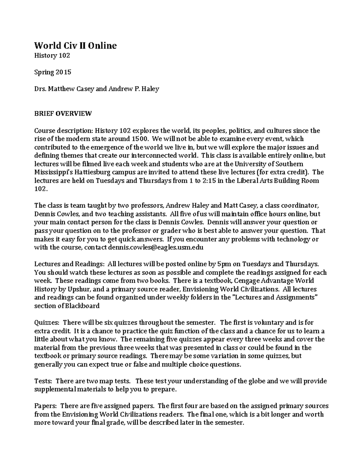 Spring 2015 World Civ II Online (His 102) 210088 - World Civ II Online ...