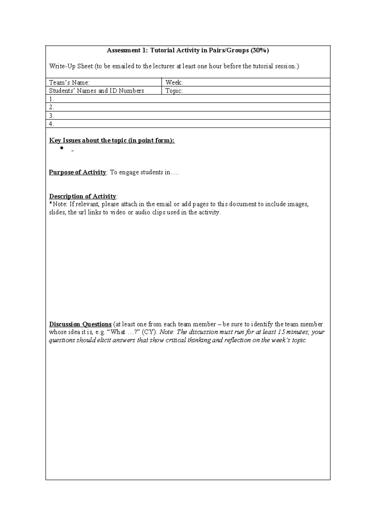 Write-Up Template Tutorial in Pairs-3 - Assessment 1: Tutorial Activity ...