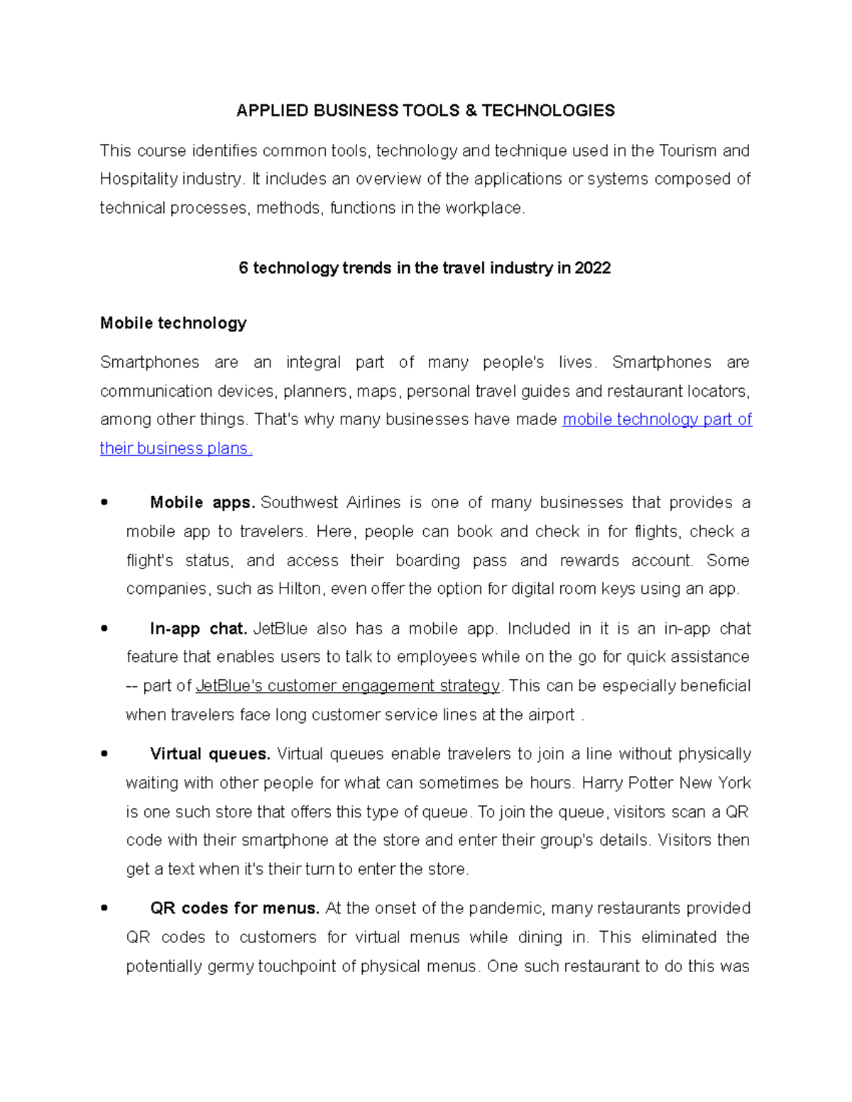 Applied Business Tools WEEK 1 - APPLIED BUSINESS TOOLS & TECHNOLOGIES ...