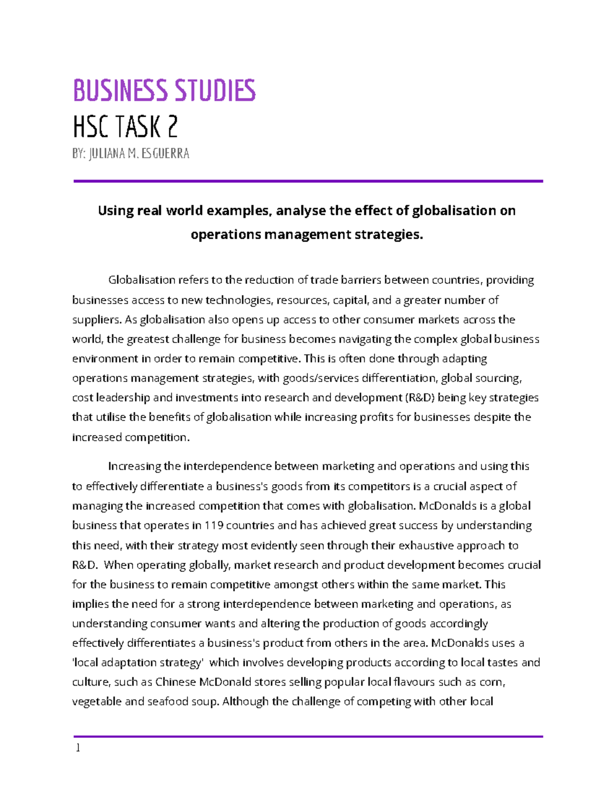 [BST] HSC TASK 2 — PART 1 - yeah again - BUSINS STUDI HSC TASK 2 BY: JULIANA M. GUERRA Using ...