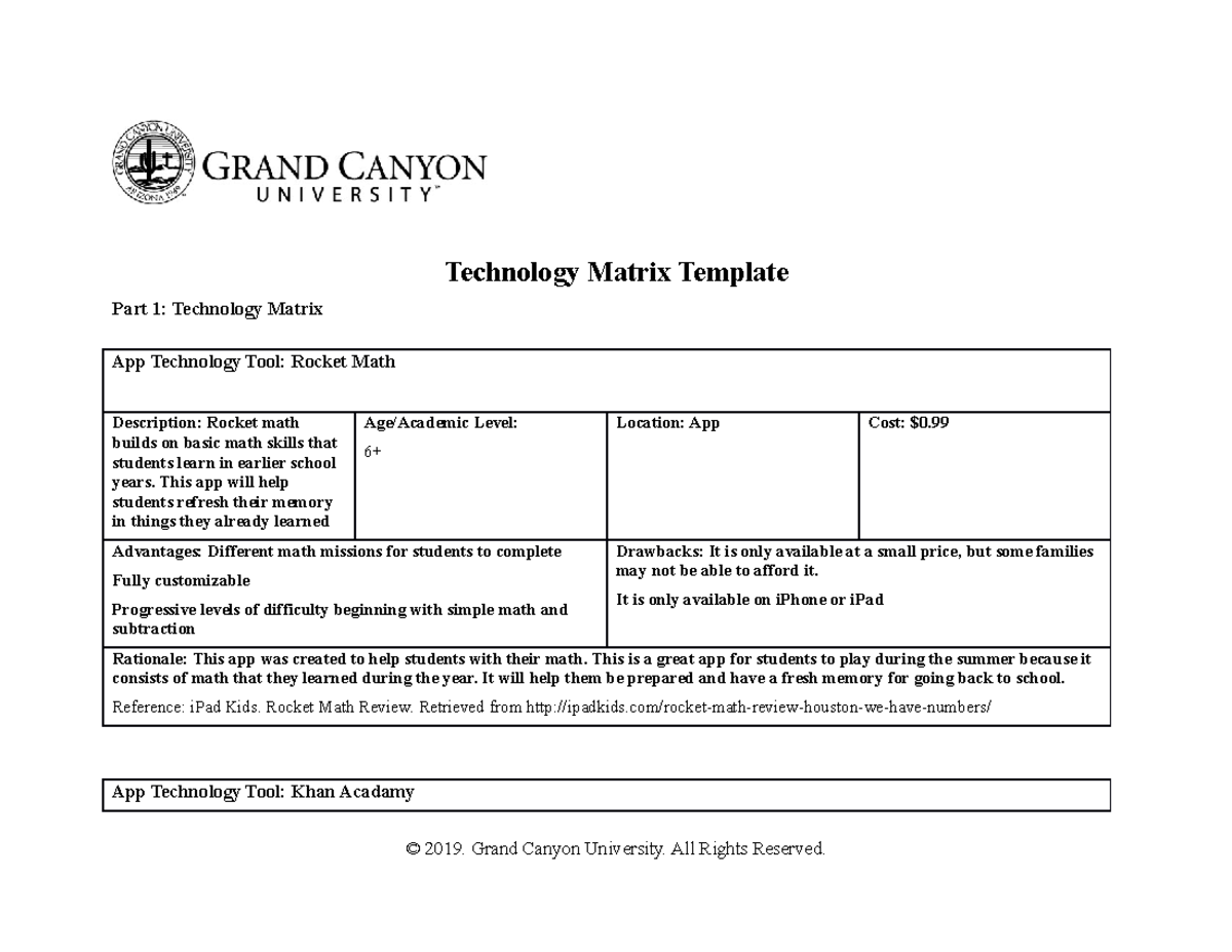 SPD-470 Technology Matrix - Technology Matrix Template Part 1 ...
