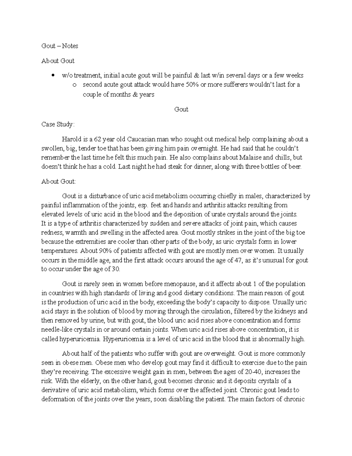Gout(notes) - Grade: 80 - Gout – Notes About Gout w/o treatment ...