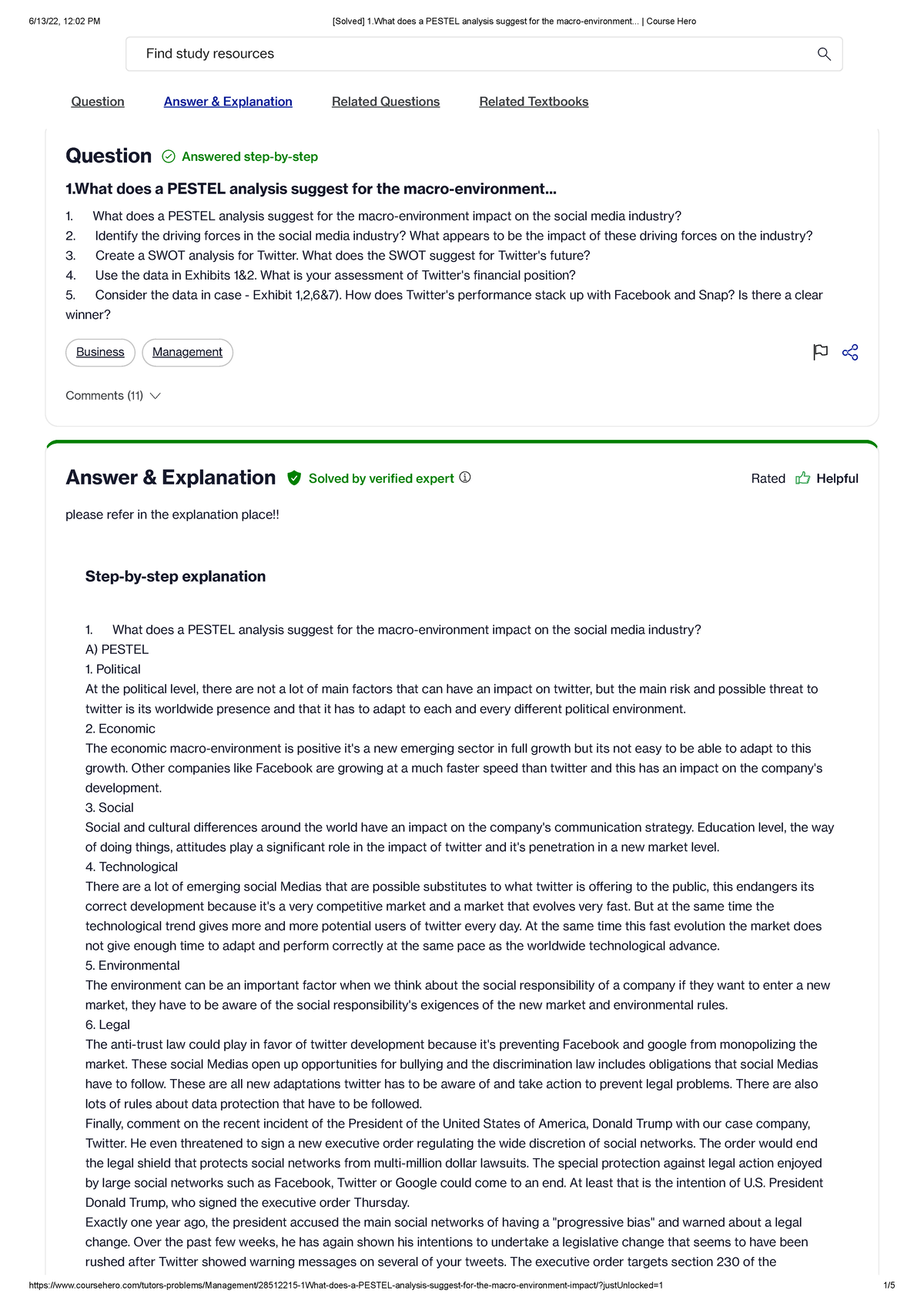 [Solved] 1.What does a Pestel analysis suggest for the macro ...