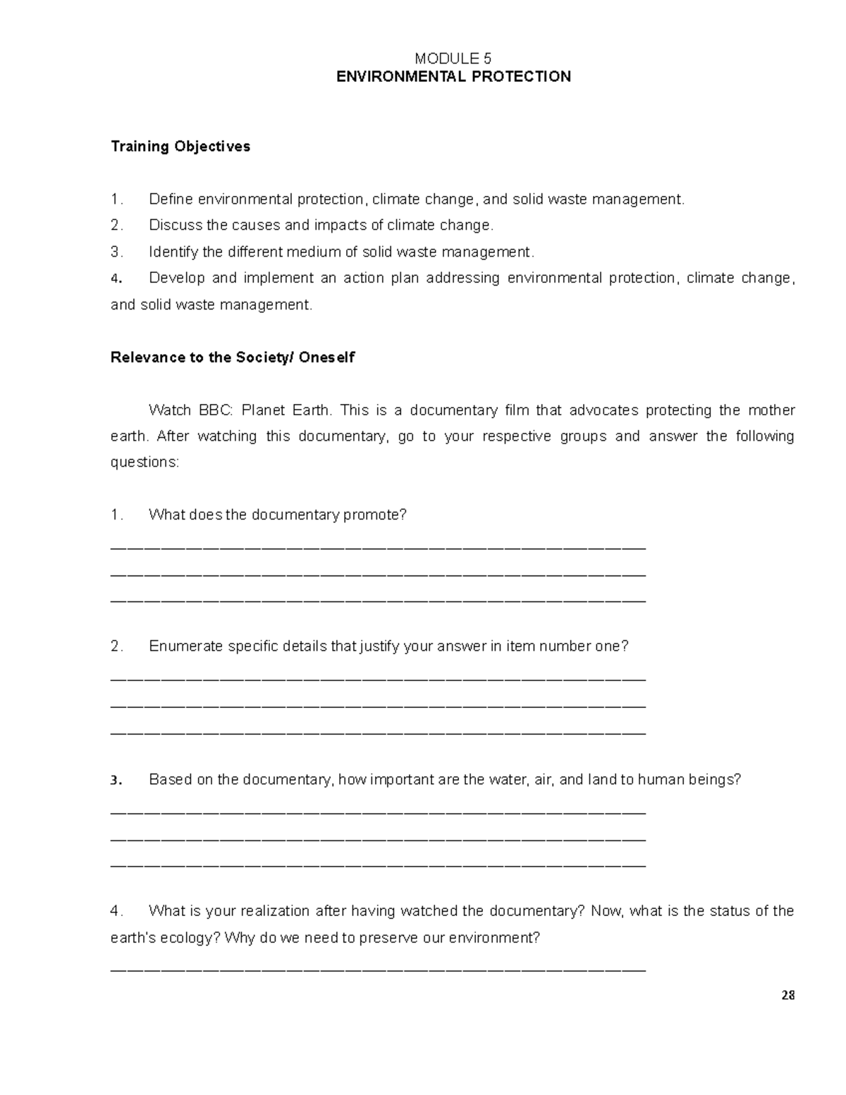 Module-5 - study - MODULE 5 ENVIRONMENTAL PROTECTION Training ...