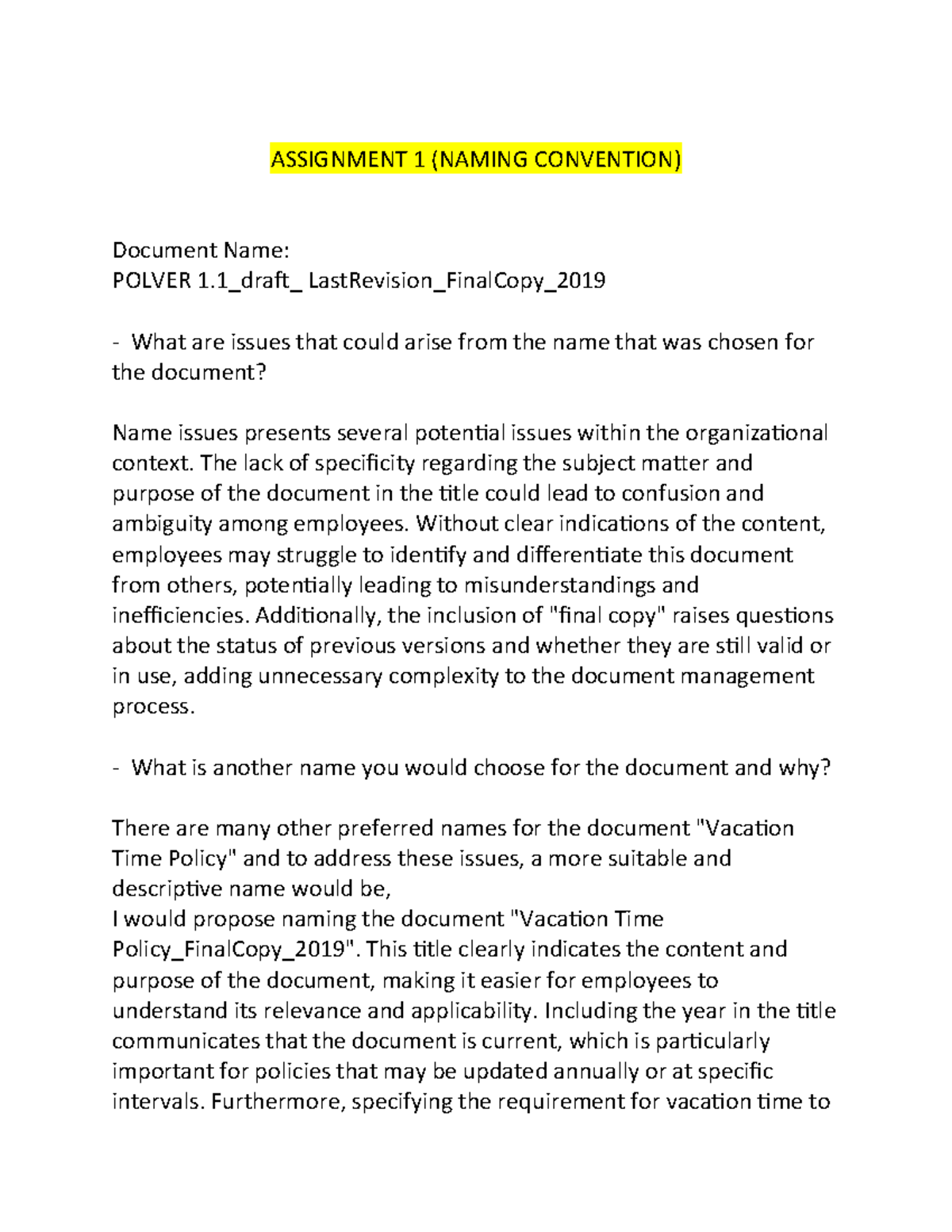 Assignment 1 Naming connvetion - ASSIGNMENT 1 (NAMING CONVENTION ...