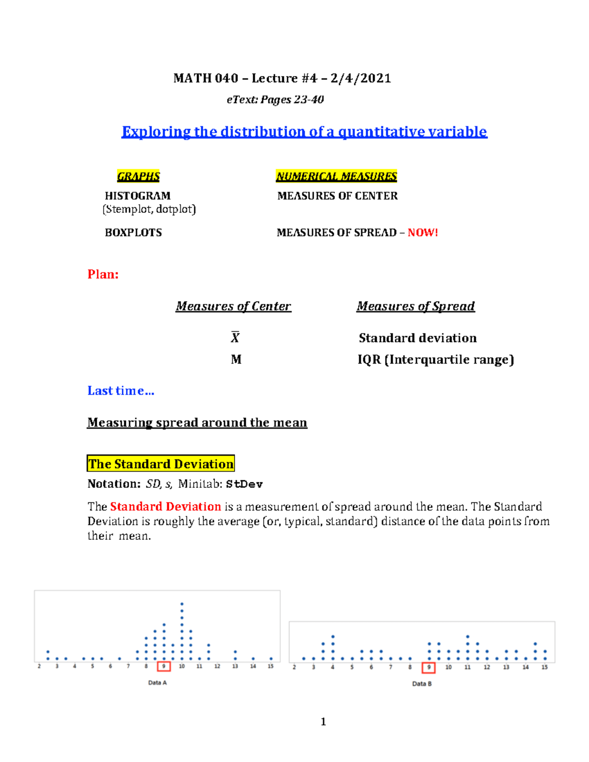 Lecture #4 (Feb 4) - Oded Meyer - MATH 040 – Lecture #4 – 2/4/202 1 ...