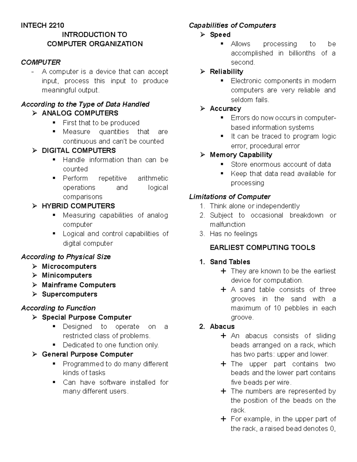 Intech 2210 Reviewer - INTECH 2210 INTRODUCTION TO COMPUTER ...