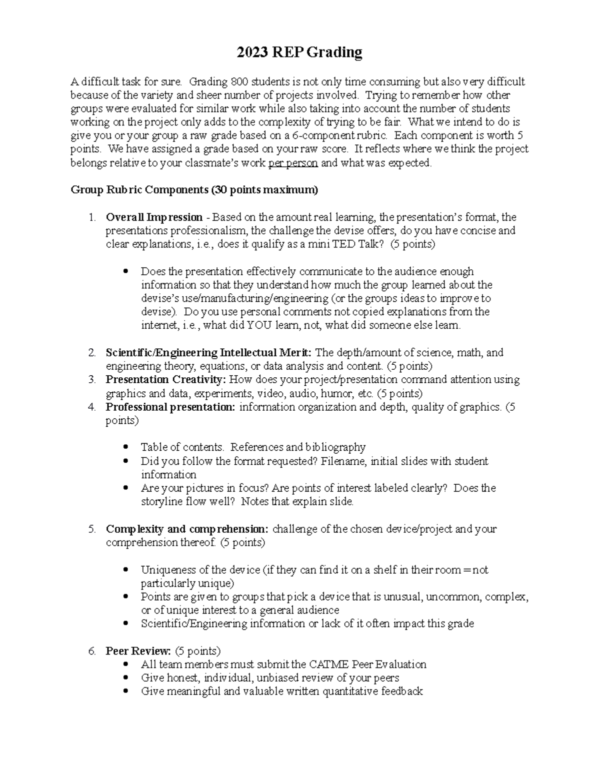2023 REP Grading Rubric - 2023 REP Grading A difficult task for sure ...