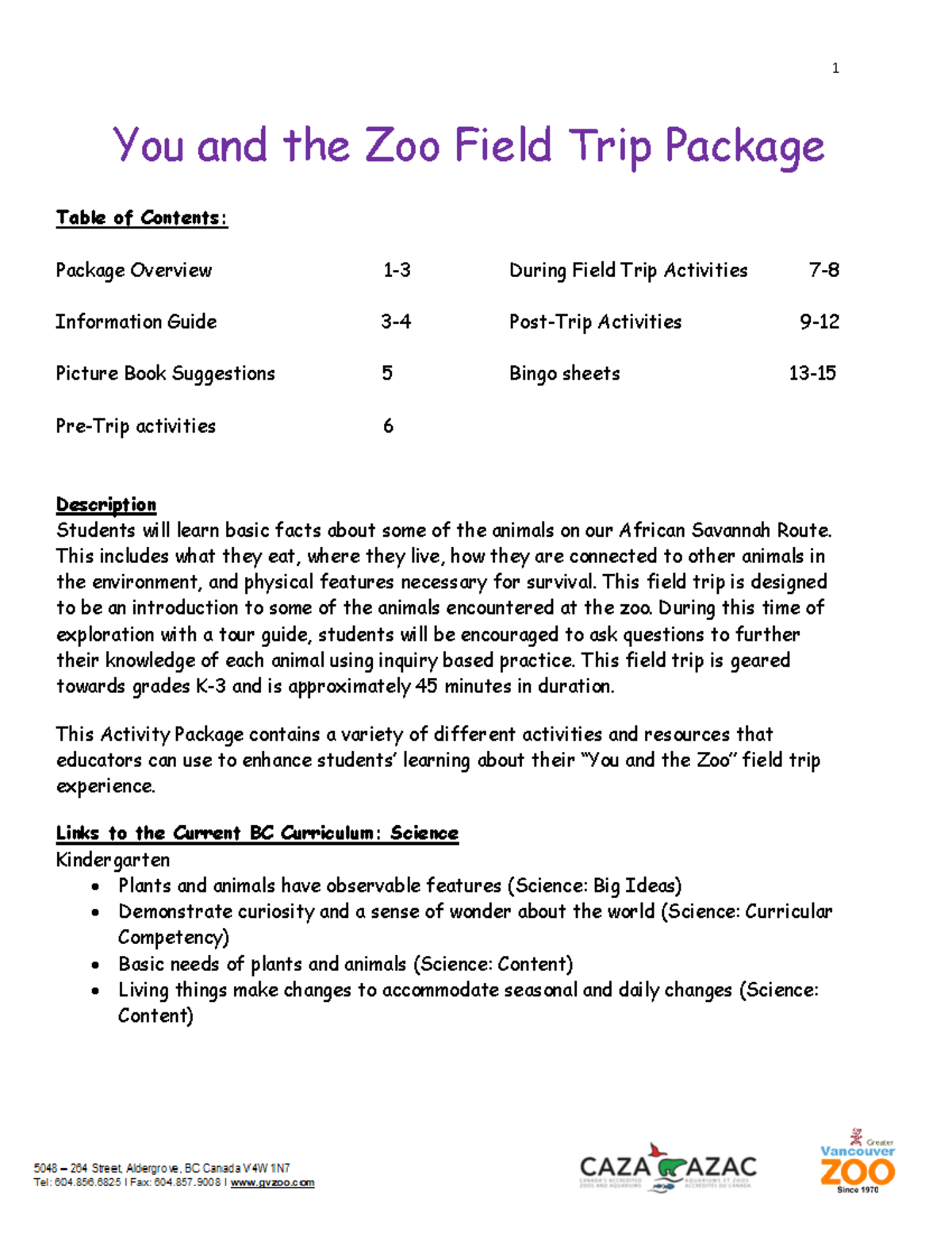 You and the Zoo Field Trip Package - This includes what they eat, where ...