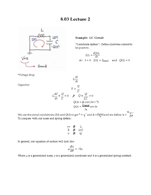 Coupled Oscillators, Normal Modes - 8 Lecture 4 Coupled oscillators In general, the motion of ...