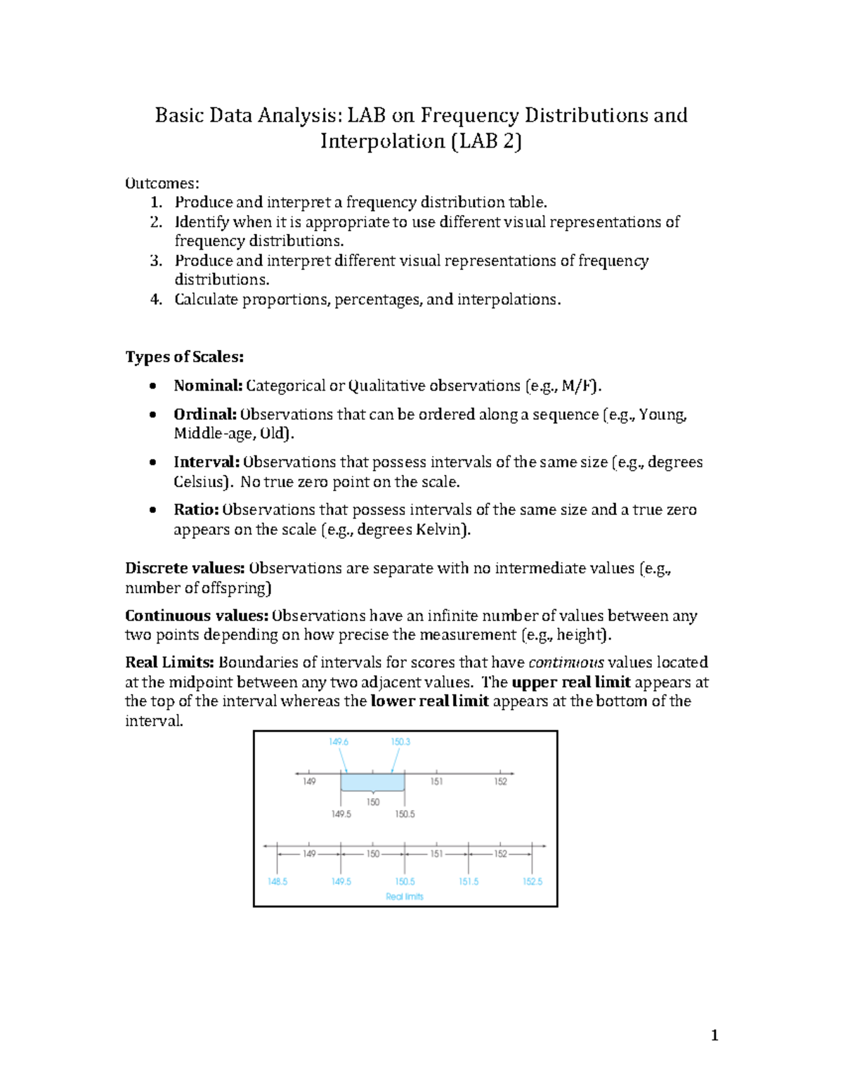Lab 2 It Is What It Is Basic Data Analysis Lab On Frequency Distributions And Interpolation