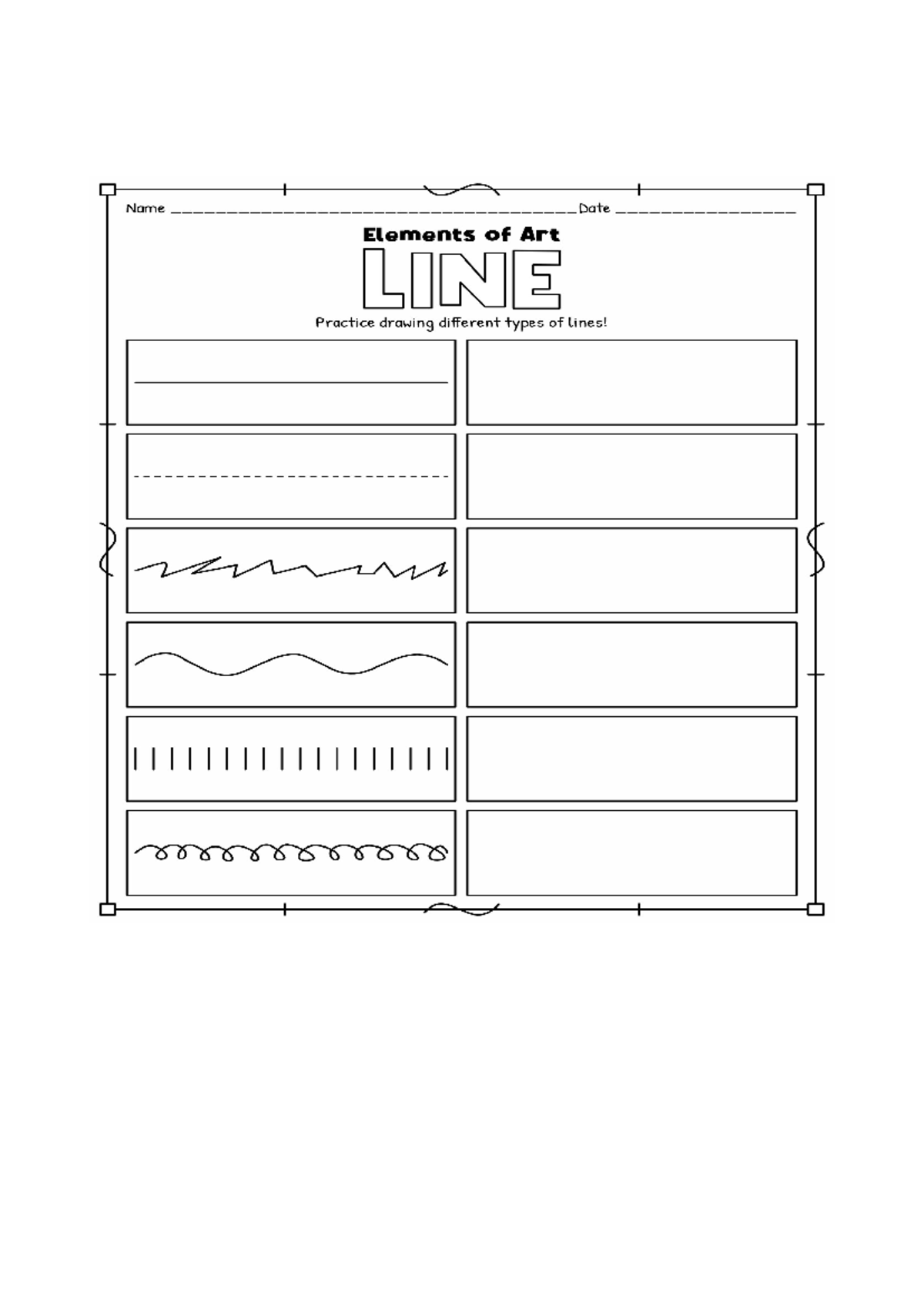 Printablee - Sketchbook activities for beginning artists - Name Date ...