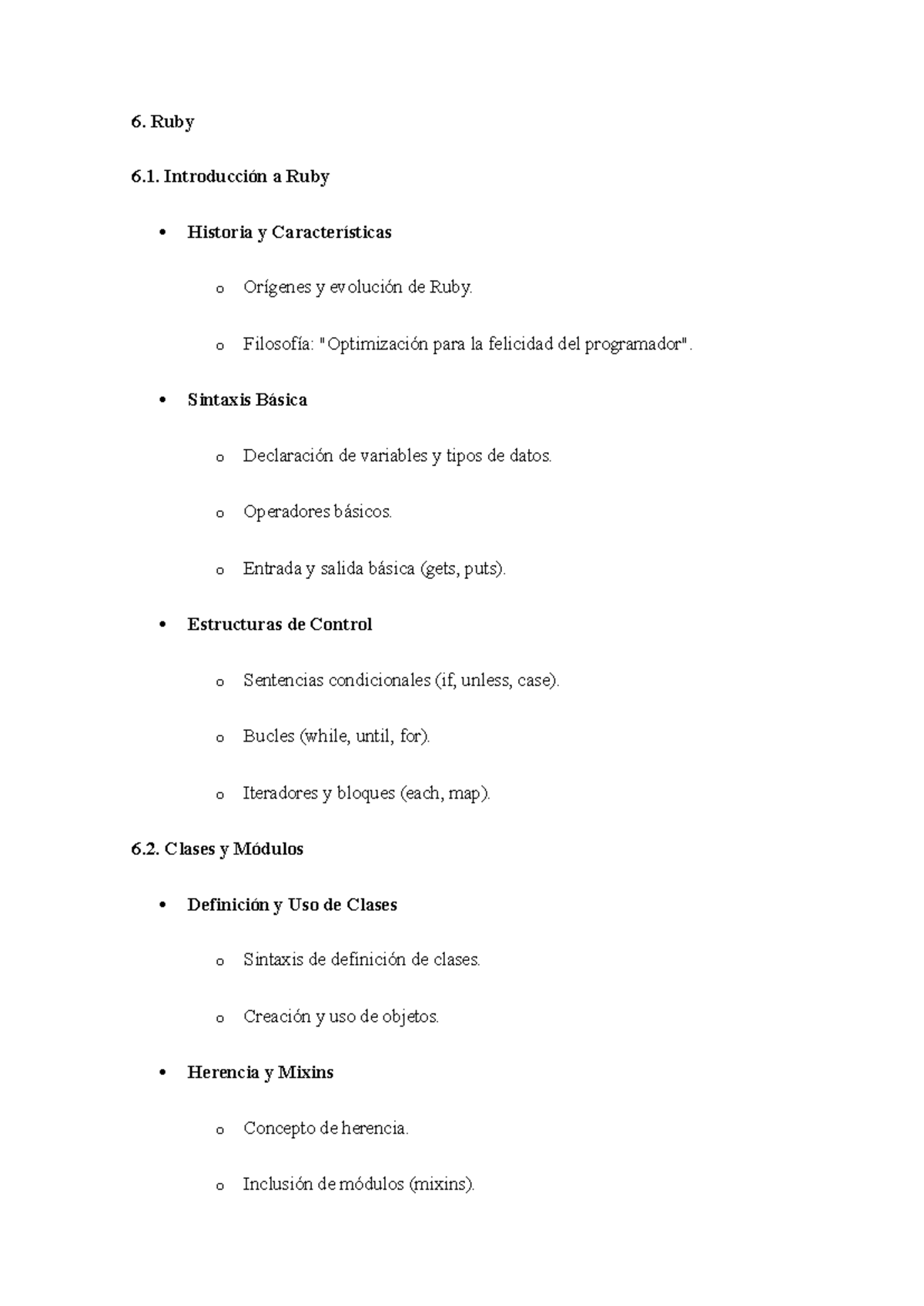 Ruby - Taller de programación Ruby - 6. Ruby 6. Introducción a Ruby Historia y Características o ...