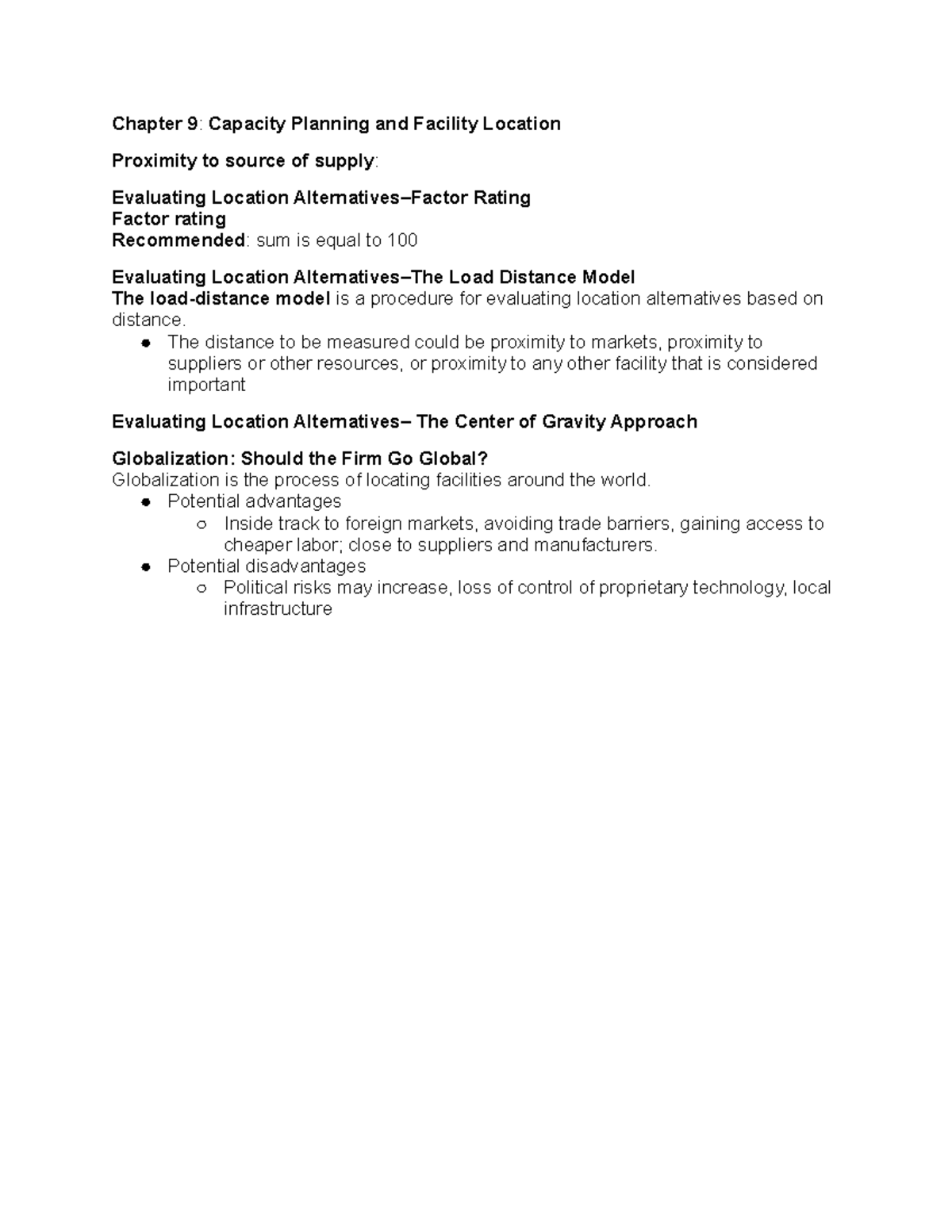 Class Notes #5 2 22 22 - Chapter 9 : Capacity Planning and Facility ...