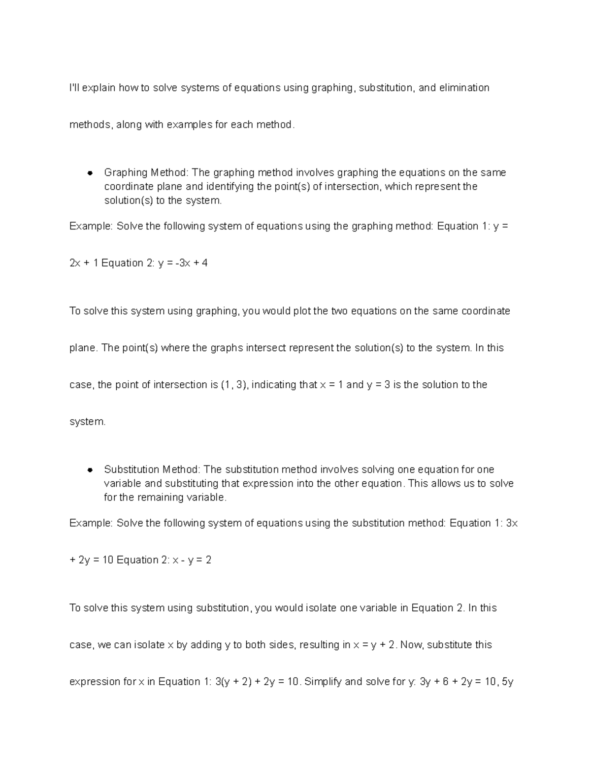 Untitled document - a sumary page on System of equations - I'll explain ...
