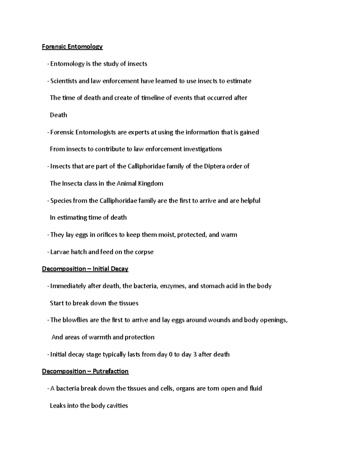 Forensic Entomology - Lecture Notes - Forensic Entomology - Entomology ...