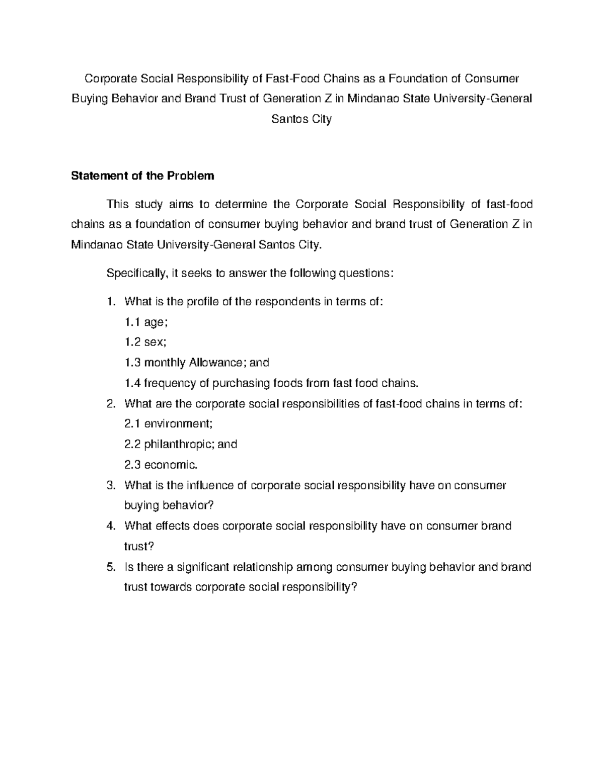 Corporate Social Responsibility of Fast Food Chains - Specifically, it ...